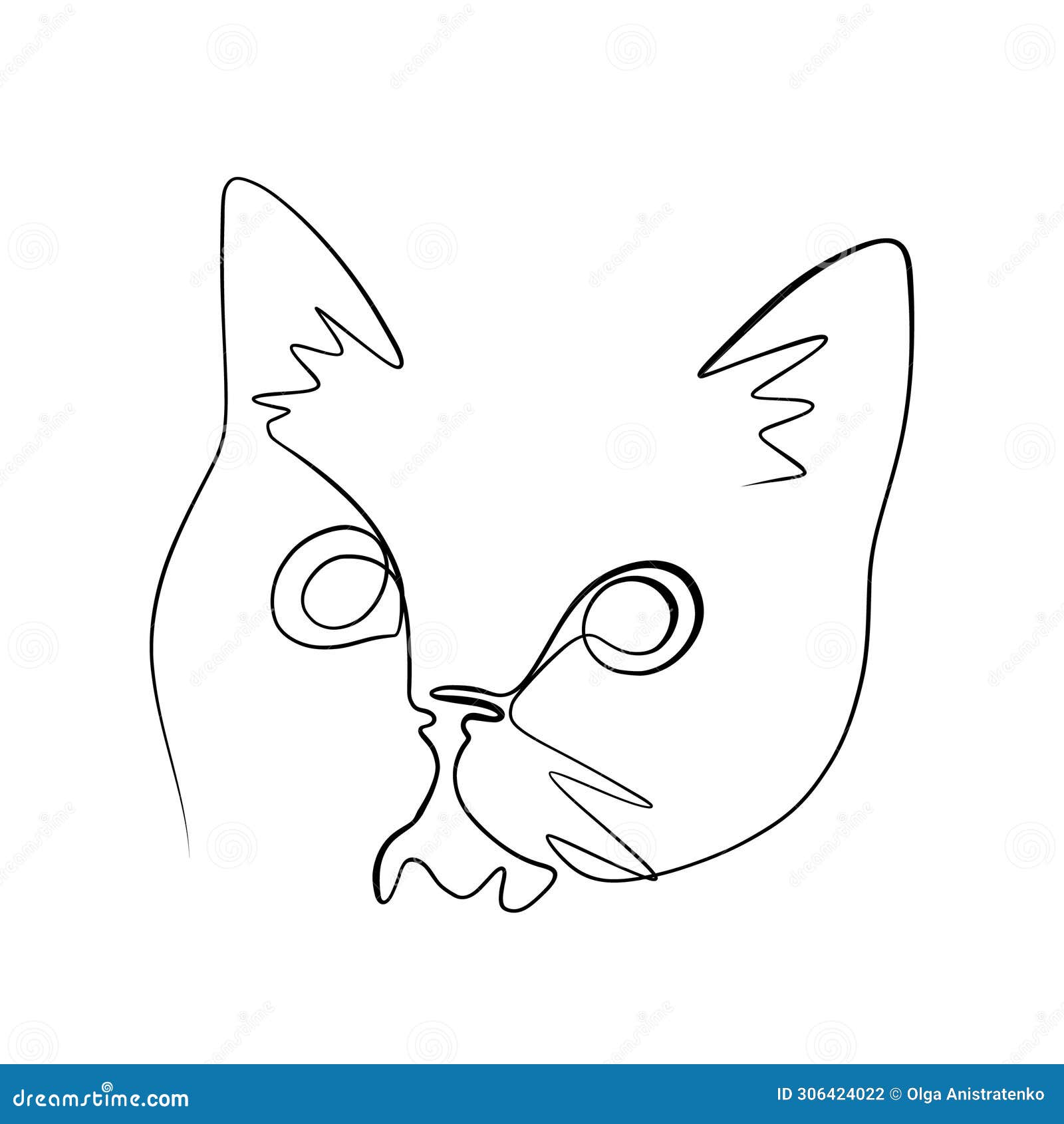 Continuous Drawing of Lines. Line Art of Cat Head Vector Minimalist ...