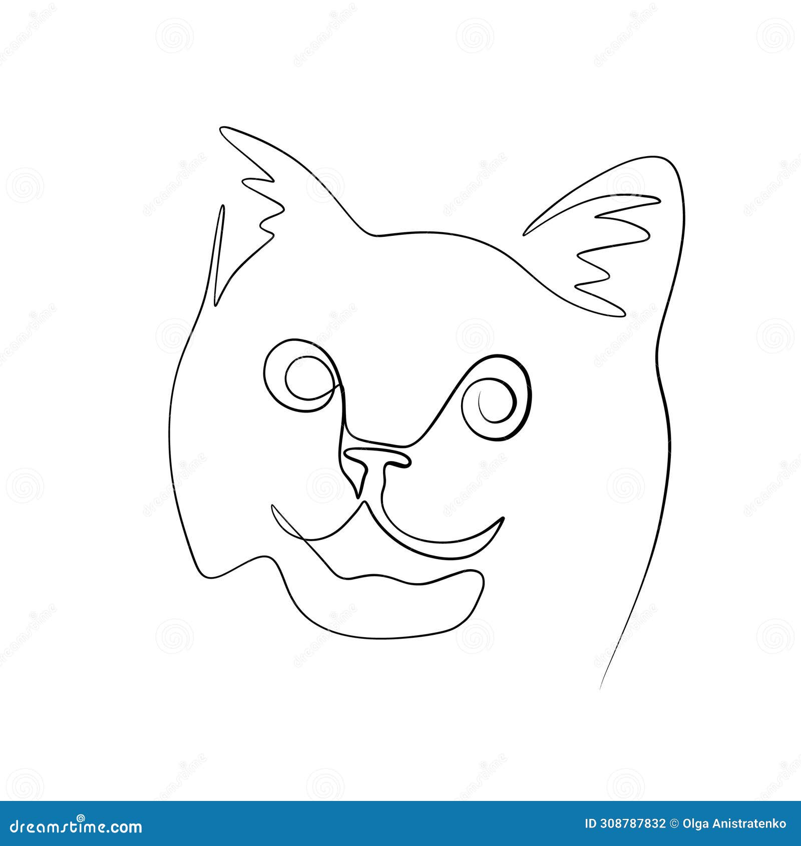 Continuous Drawing of Lines. Line Art of Cat Head Vector Minimalist ...
