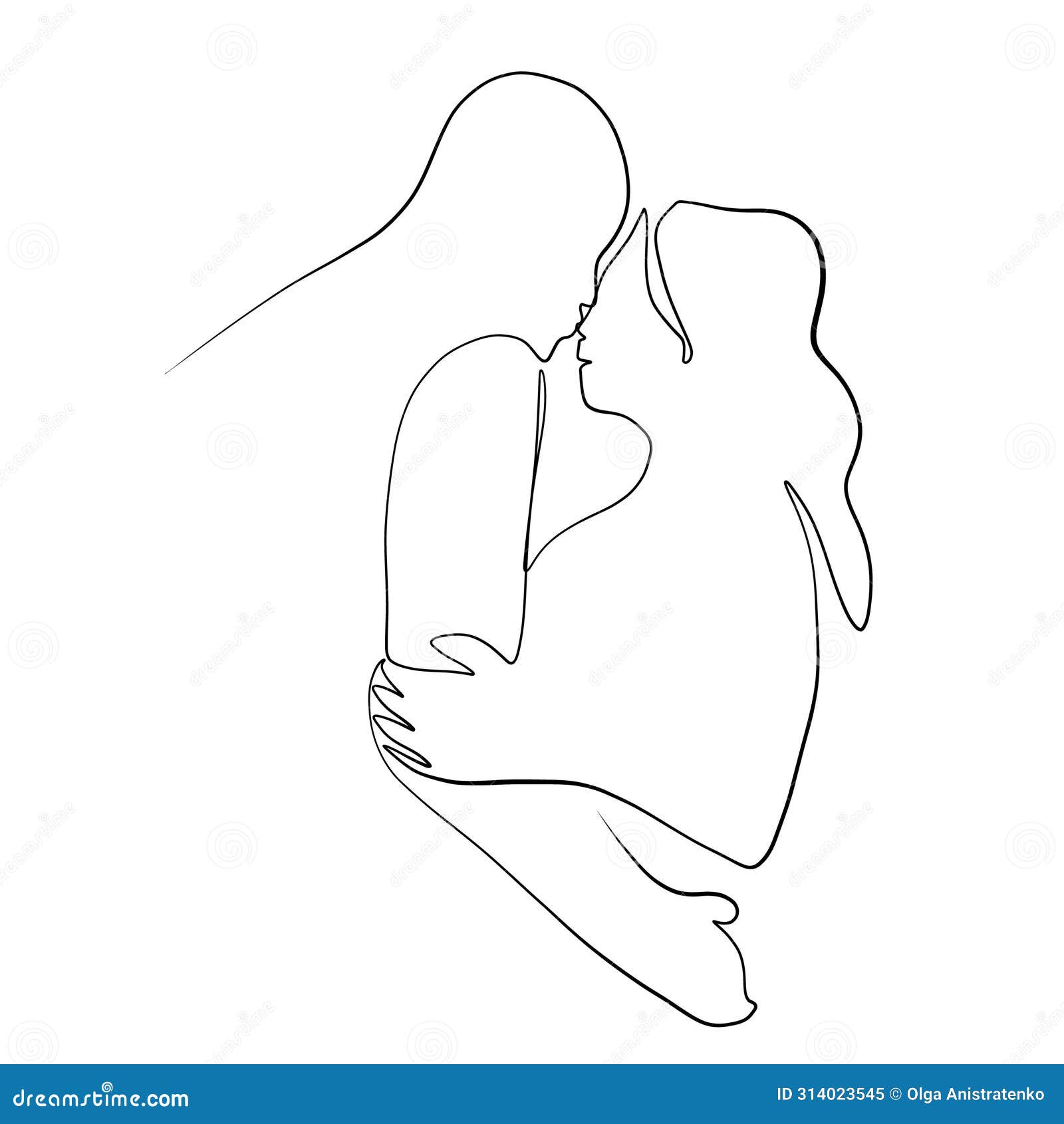 Continuous Drawing of Lines. Line Art of Kissing Lovers. Continuous ...