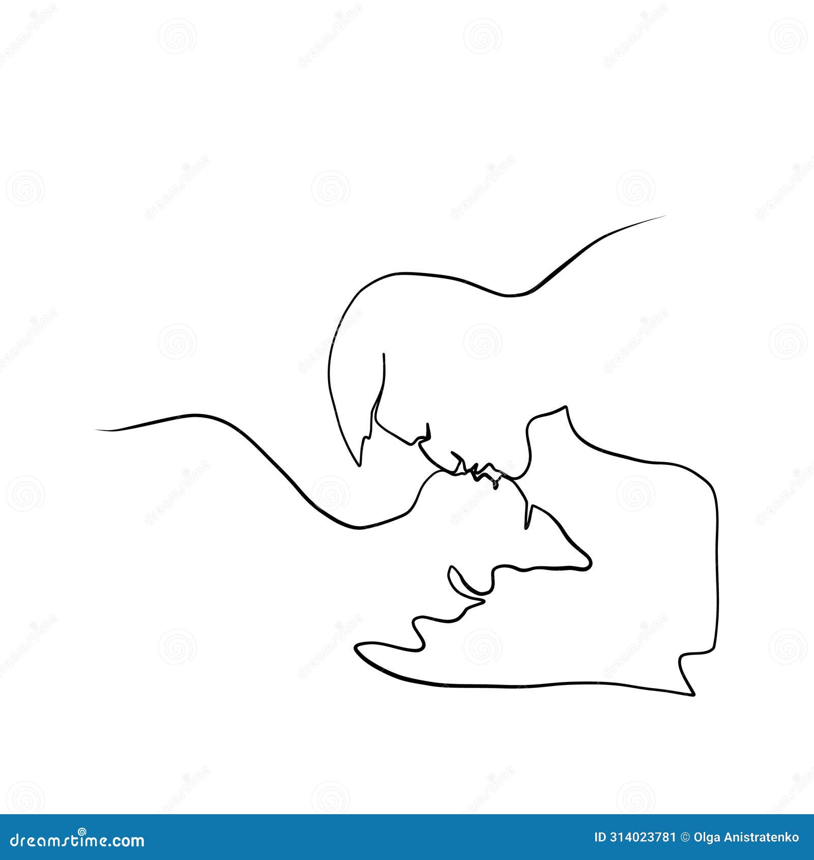 Continuous Drawing of Lines. Line Art of Kissing Lovers. Continuous ...