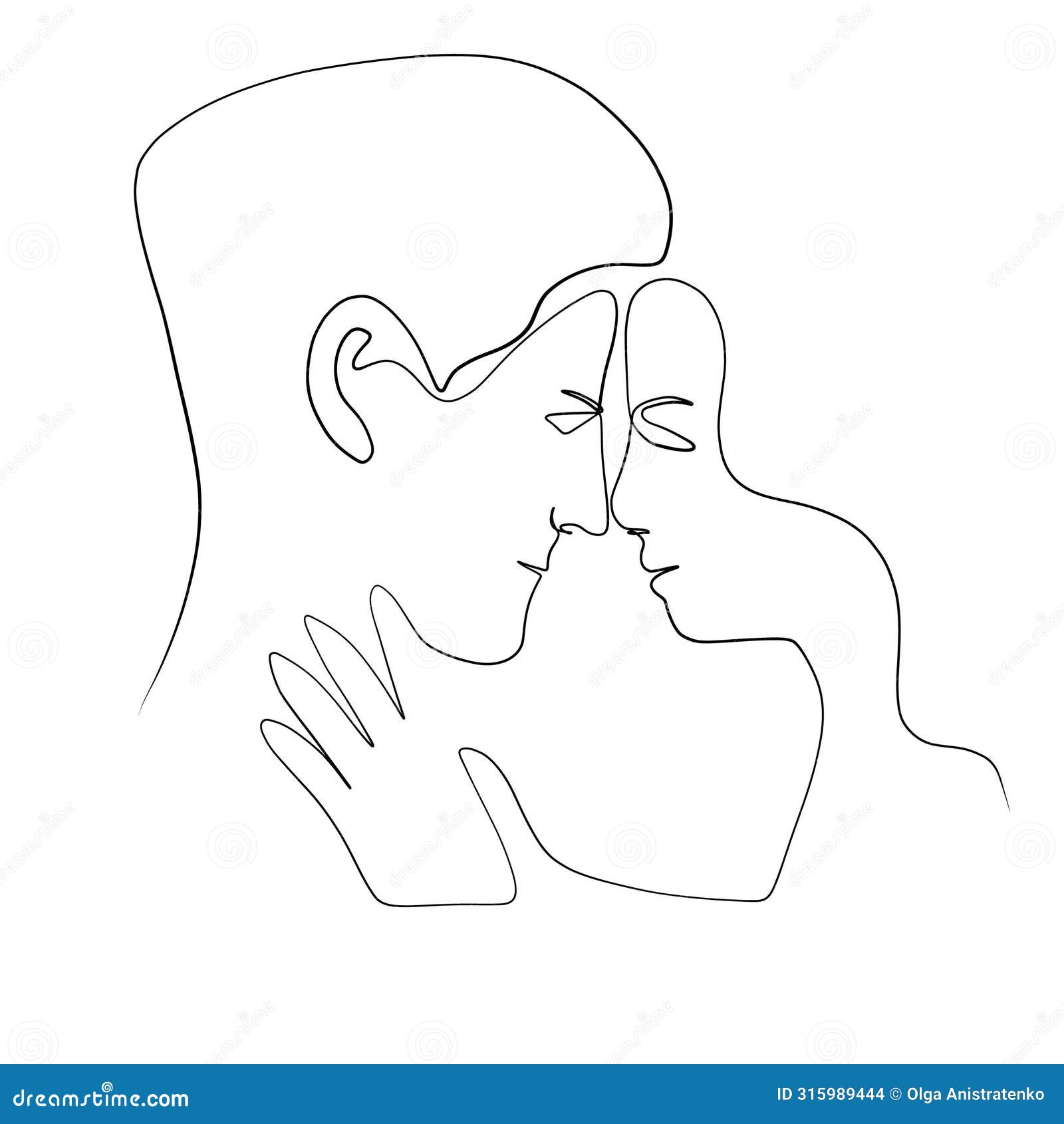 Continuous Drawing of Lines. Line Art of Kissing Lovers. Continuous ...