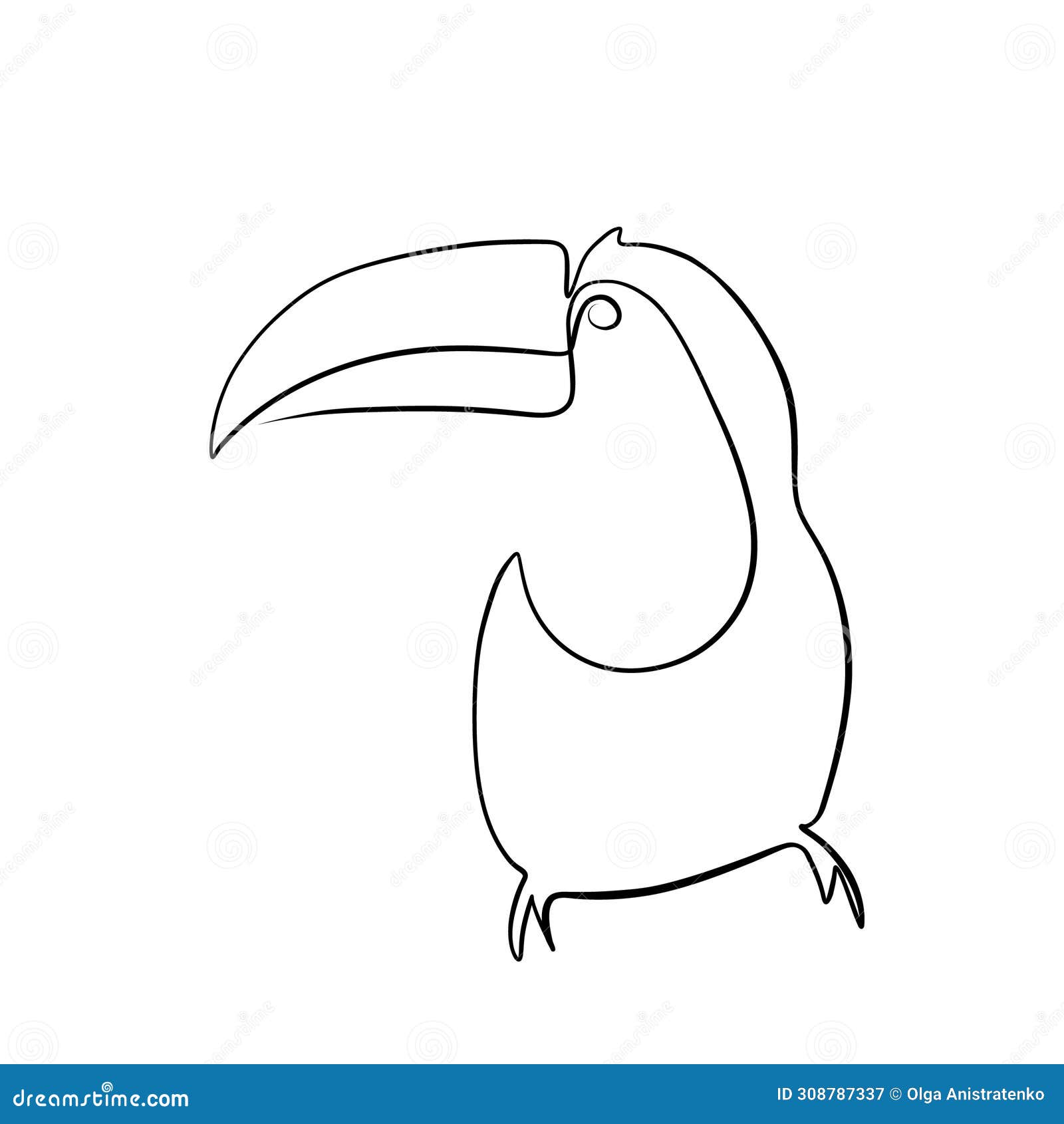 Continuous Drawing of Lines. Line Art of Toucan Bird Stock Vector ...