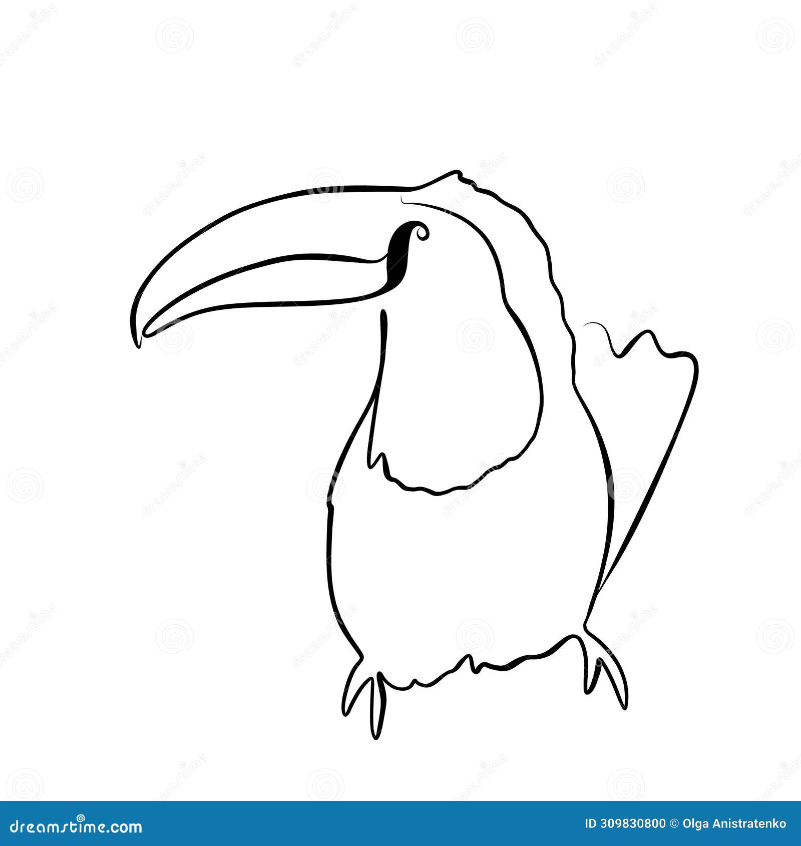 Continuous Drawing of Lines. Line Art of Toucan Bird Stock Illustration ...