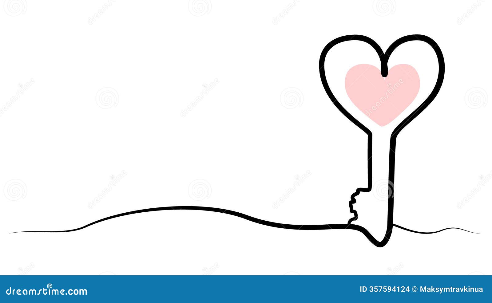 Continuous Drawing of Love Key in One Line. Vector Stock Illustration ...