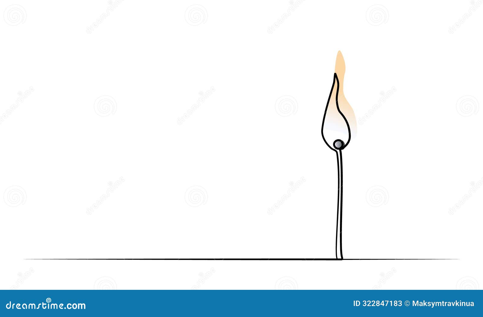 Continuous Drawing of a Match in One Line. Vector Stock Illustration ...