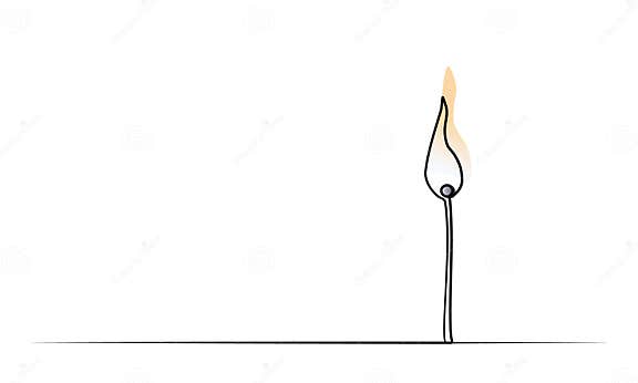 Continuous Drawing of a Match in One Line. Vector Stock Illustration ...