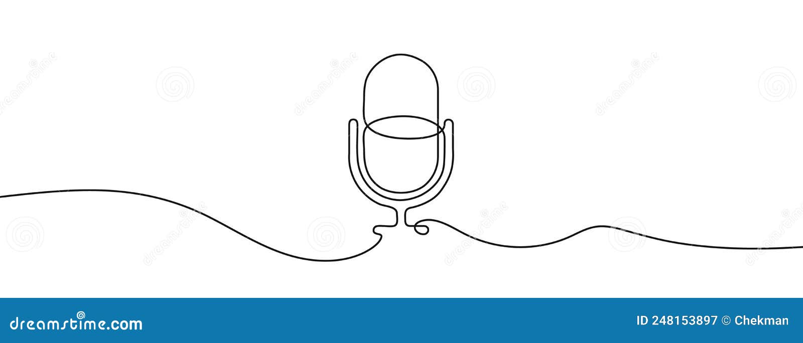 Continuous Drawing of Microphone. One Line Icon of Microphone Stock ...