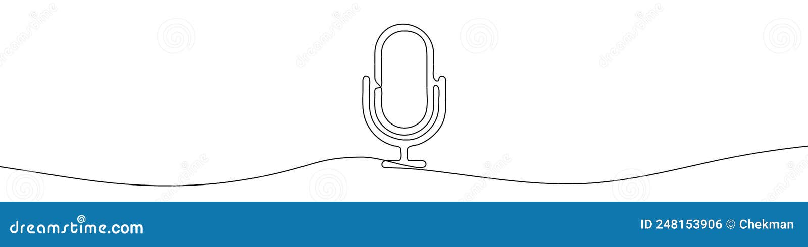 Continuous Drawing of Microphone. One Line Icon of Microphone Stock ...