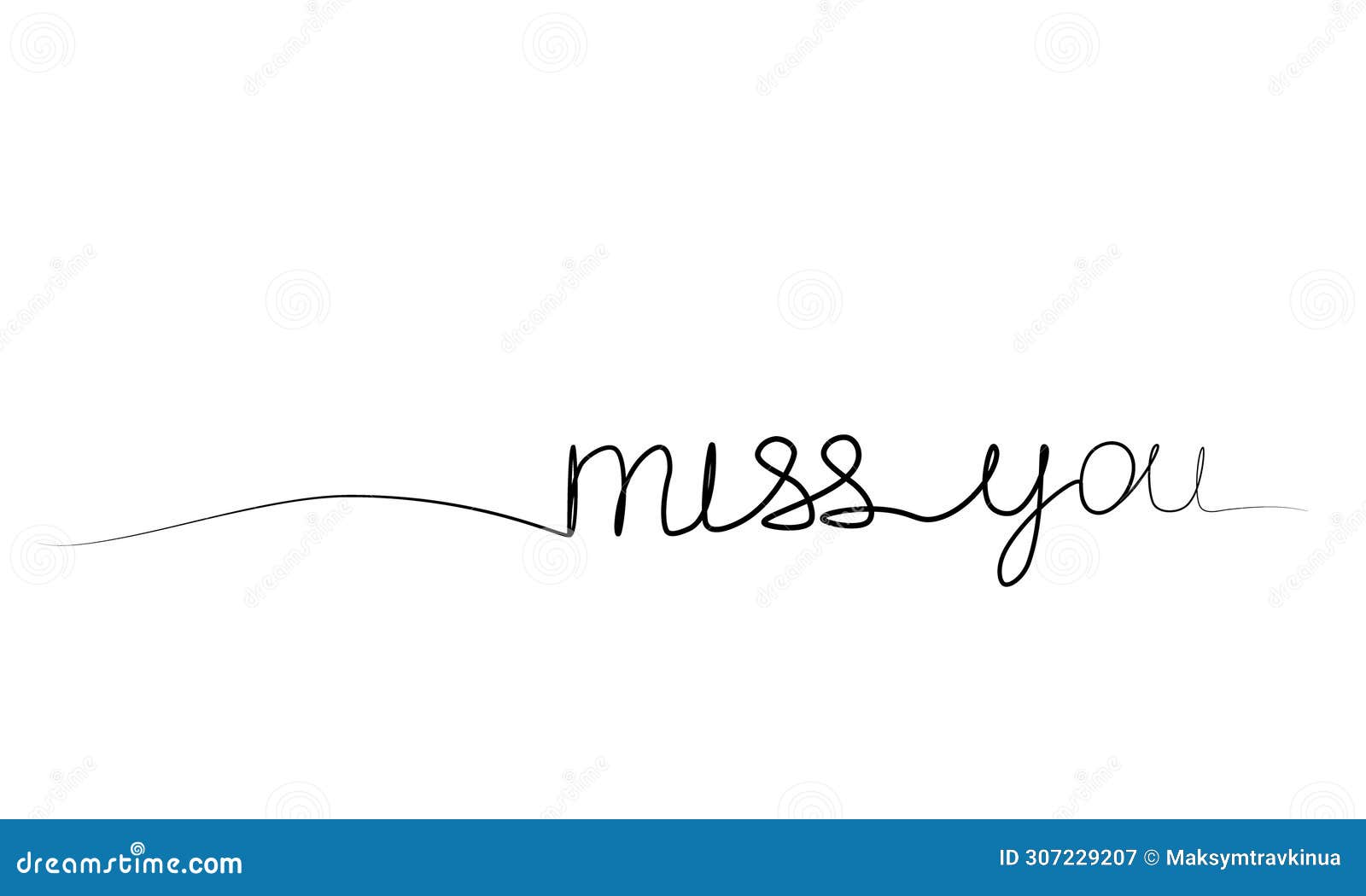 Continuous Drawing of Miss You with One Line. Vector Stock Vector ...