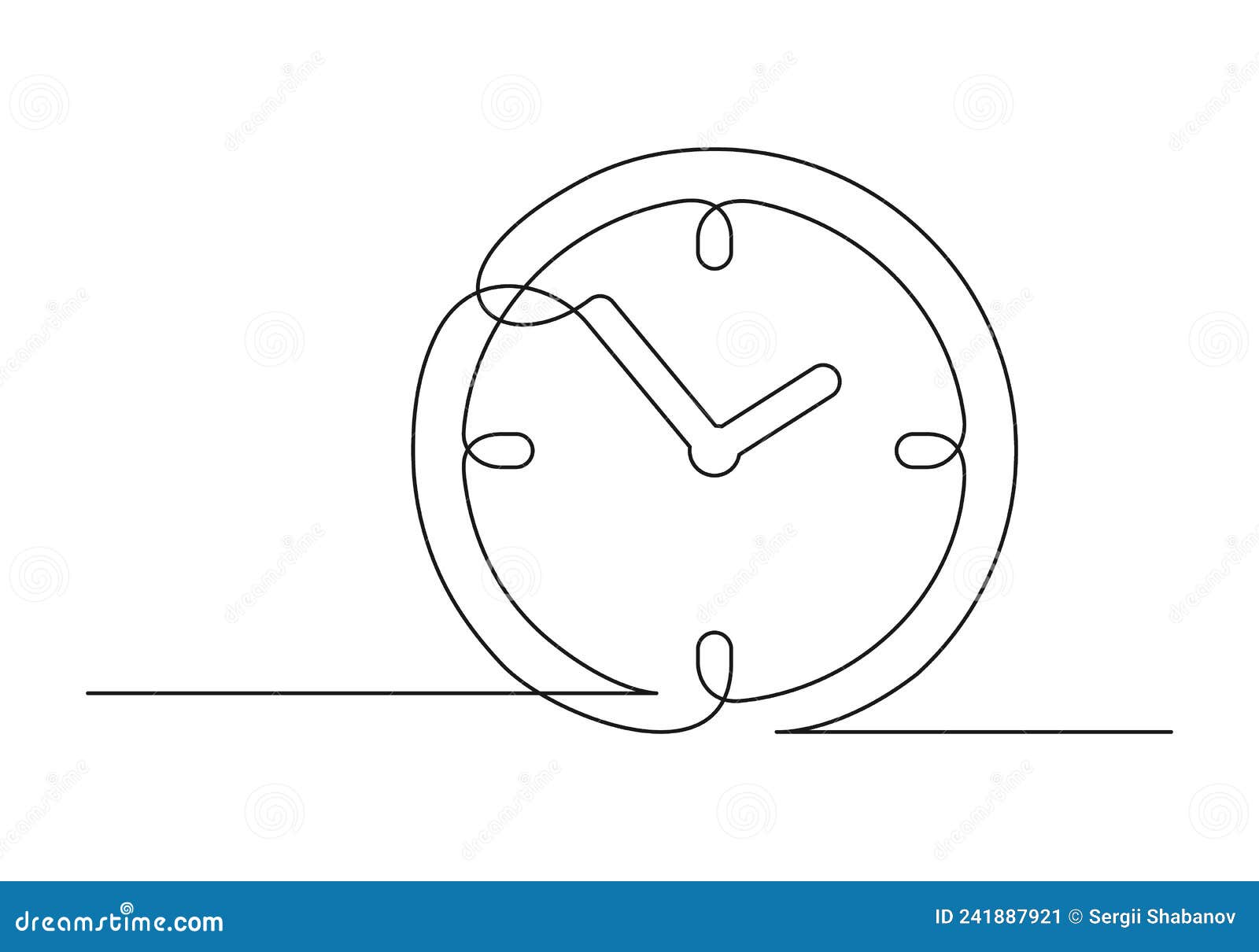 Continuous Drawing of One Line of an Clock Stock Vector - Illustration ...