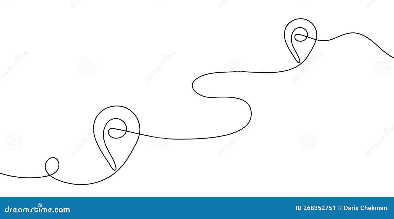 Continuous Drawing of One Line Path and Location Markers. GPS ...