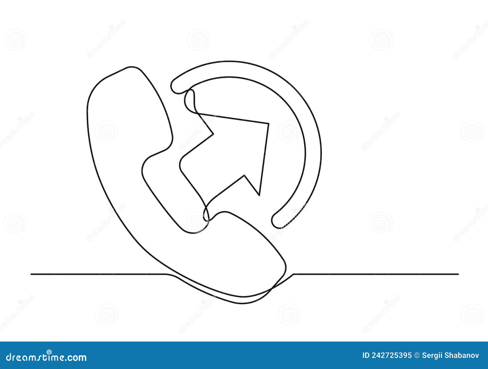 Continuous Drawing of One Line of an Phone Receiver Stock Vector ...