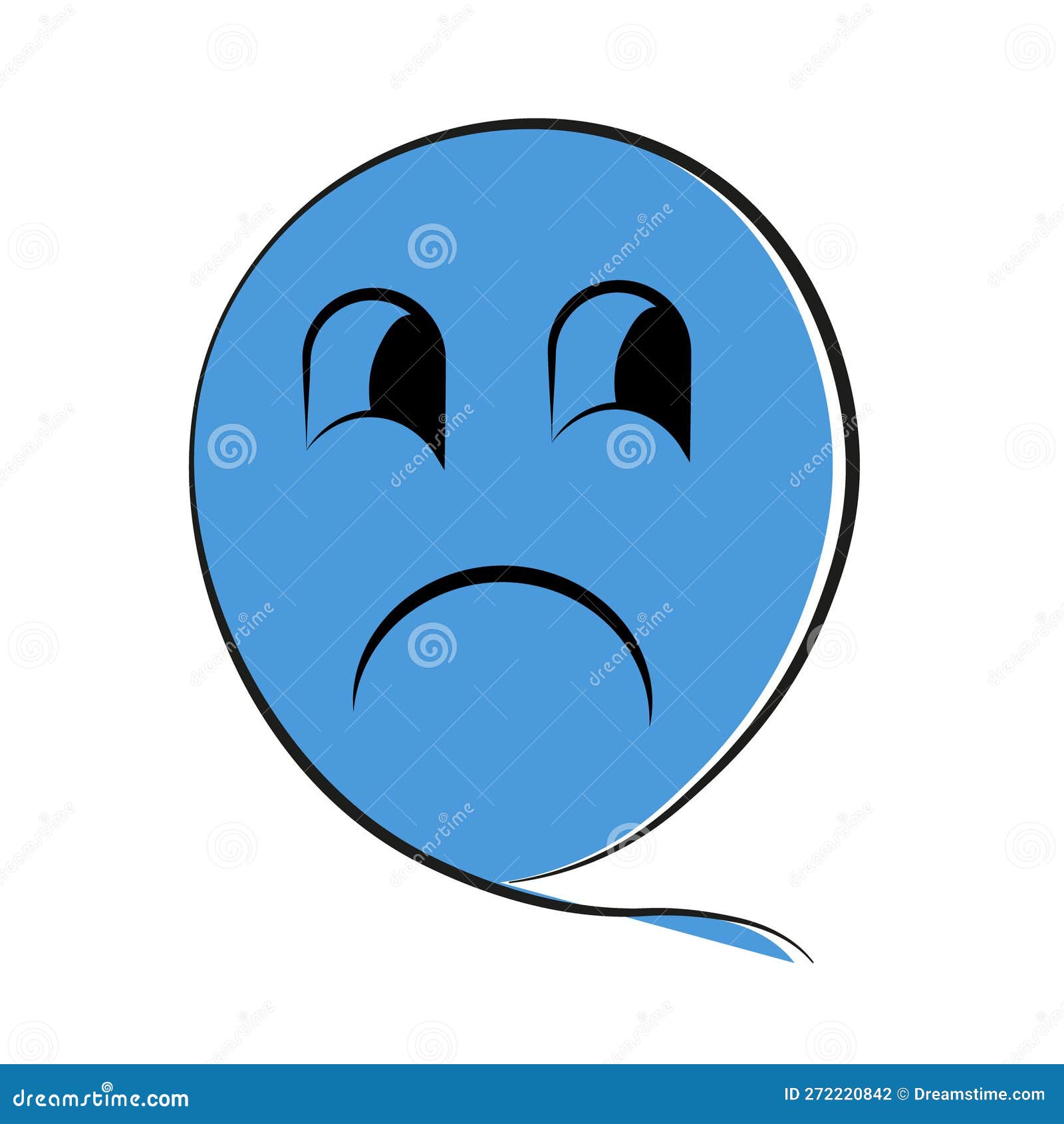 Continuous Drawing with One Line. Vector Illustration of a Sad Blue ...