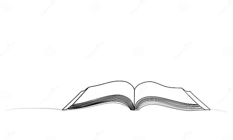 Continuous Drawing of an Open Book in One Line. Vector Stock Vector ...