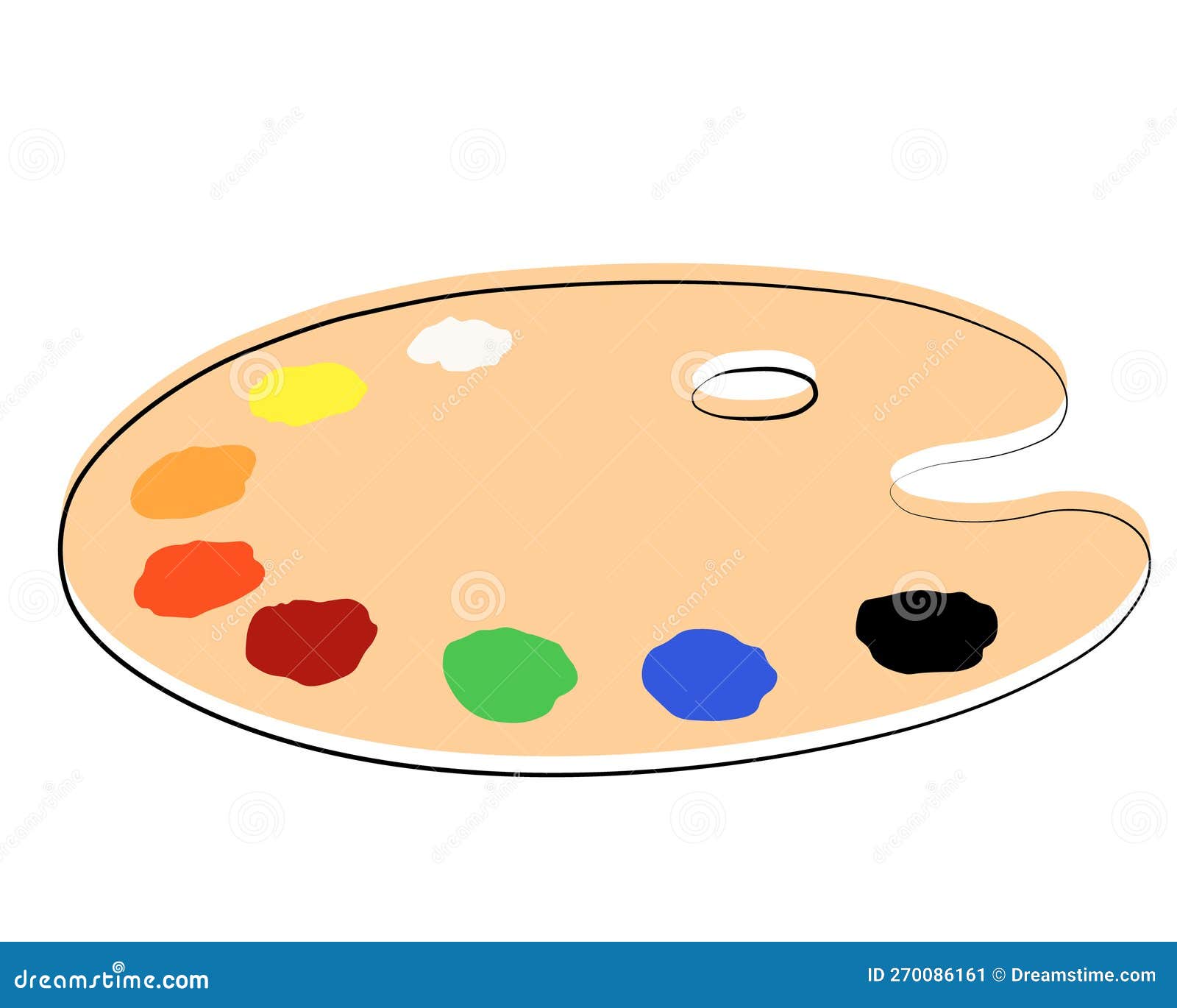 Continuous Drawing of a Palette with Colored Paint in One Line. Stock ...