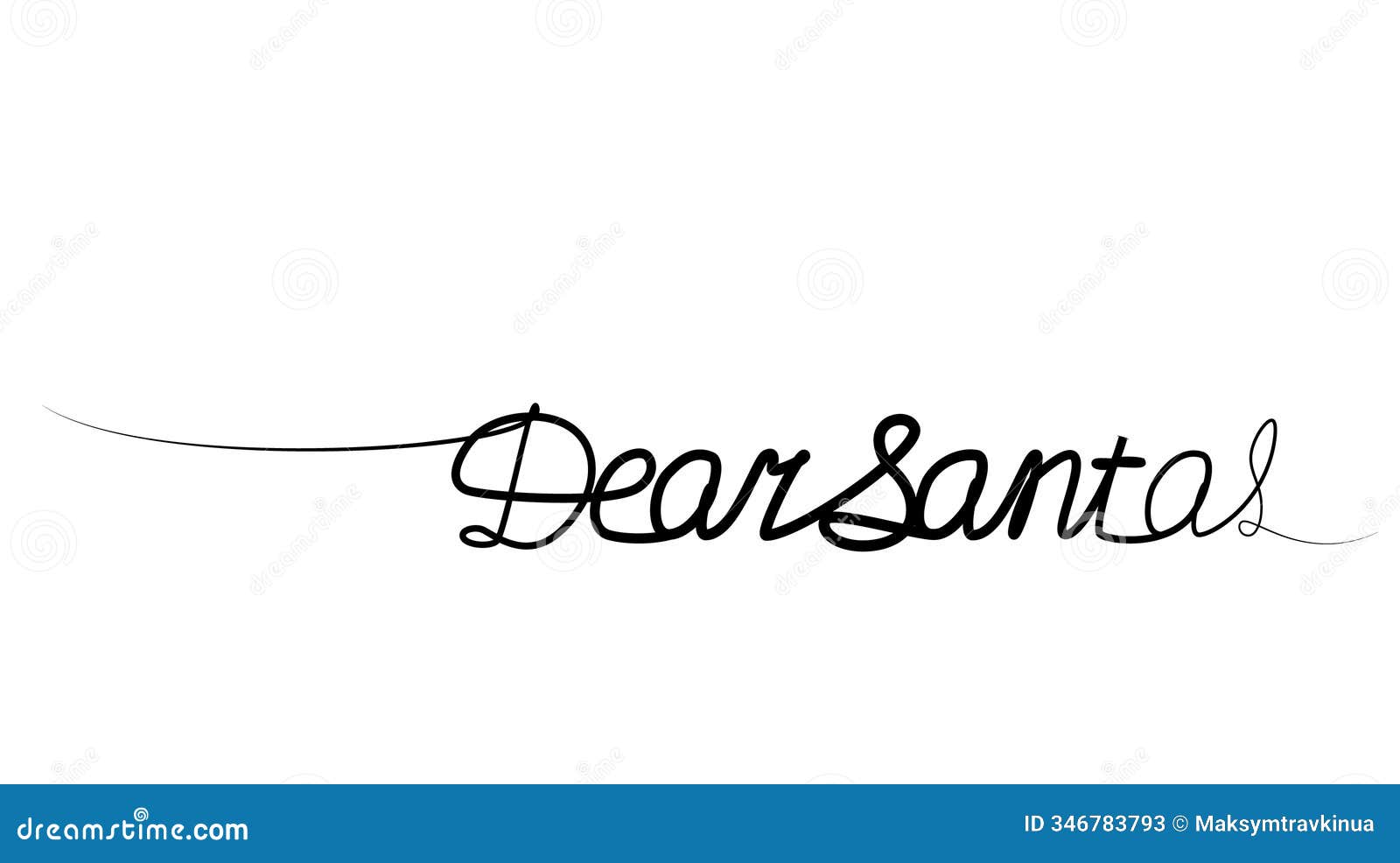 Continuous Drawing of the Phrase Dear Santa with One Line. Vector Stock ...
