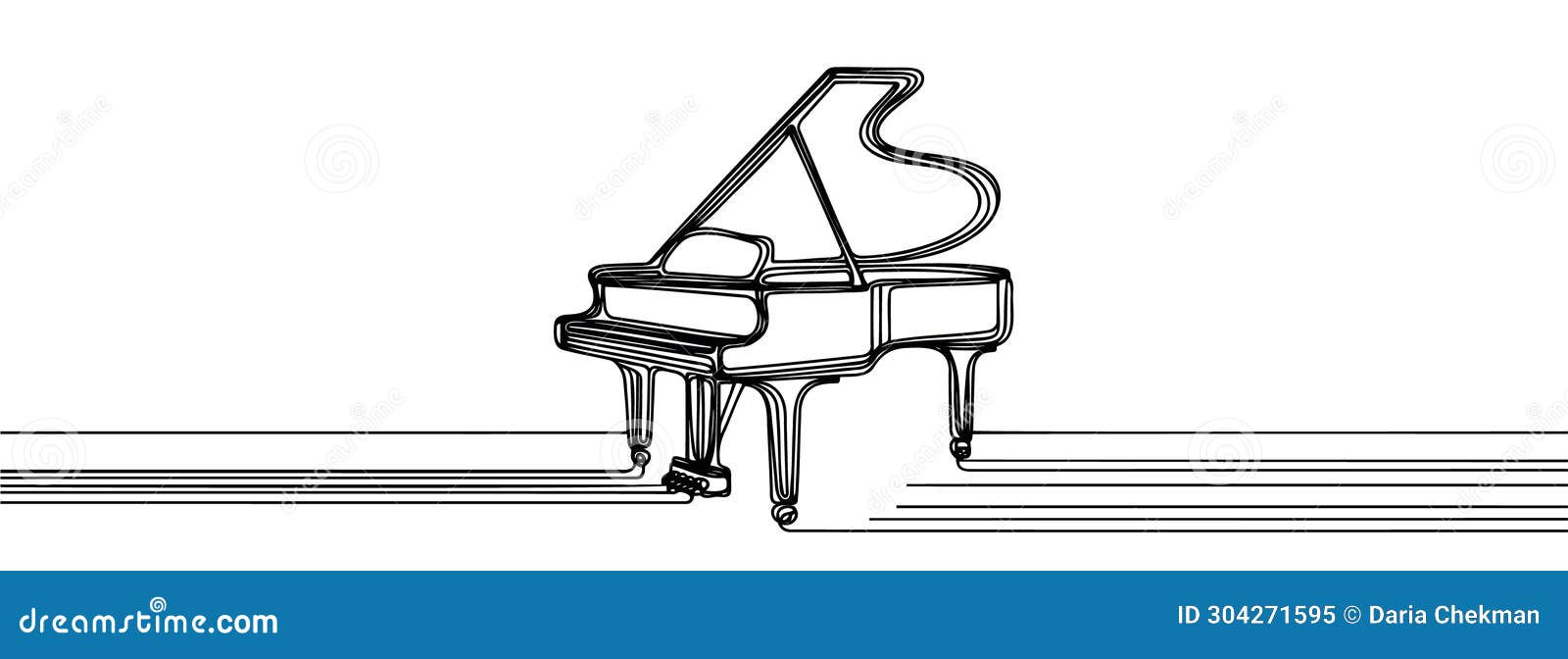 Continuous Drawing of a Piano in One Line. Stock Illustration ...