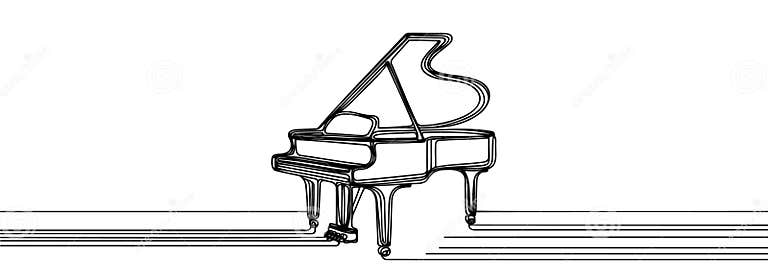 Continuous Drawing of a Piano in One Line. Stock Illustration ...