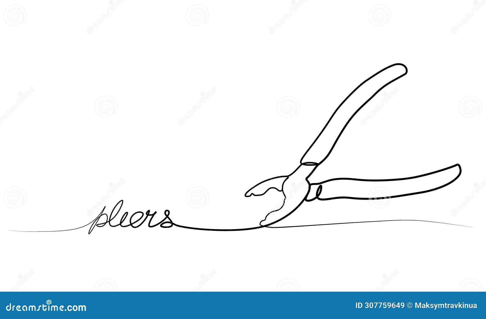 Continuous Drawing of Pliers in One Line. Vector Stock Vector ...