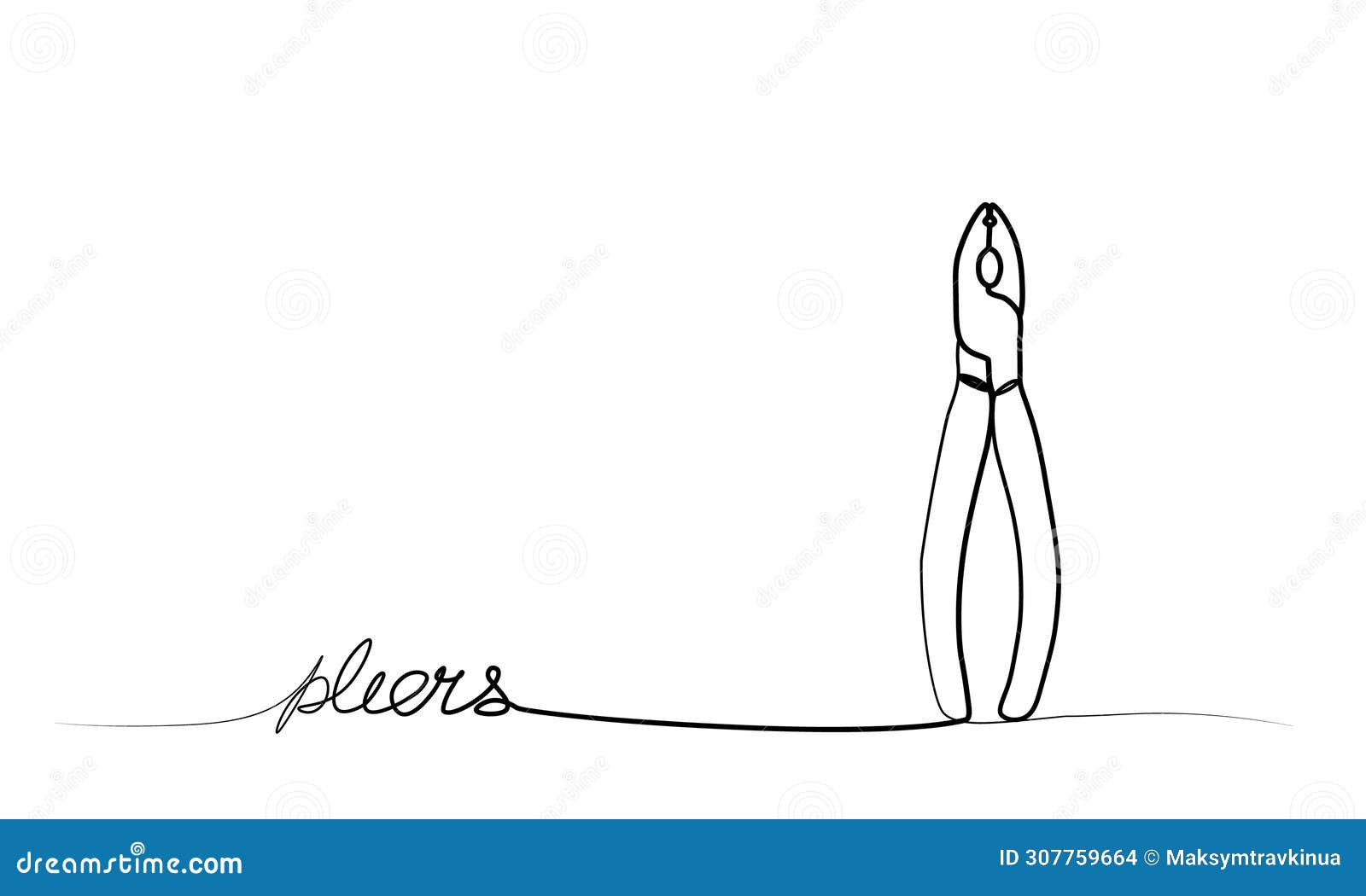Continuous Drawing of Pliers in One Line. Vector Stock Vector ...