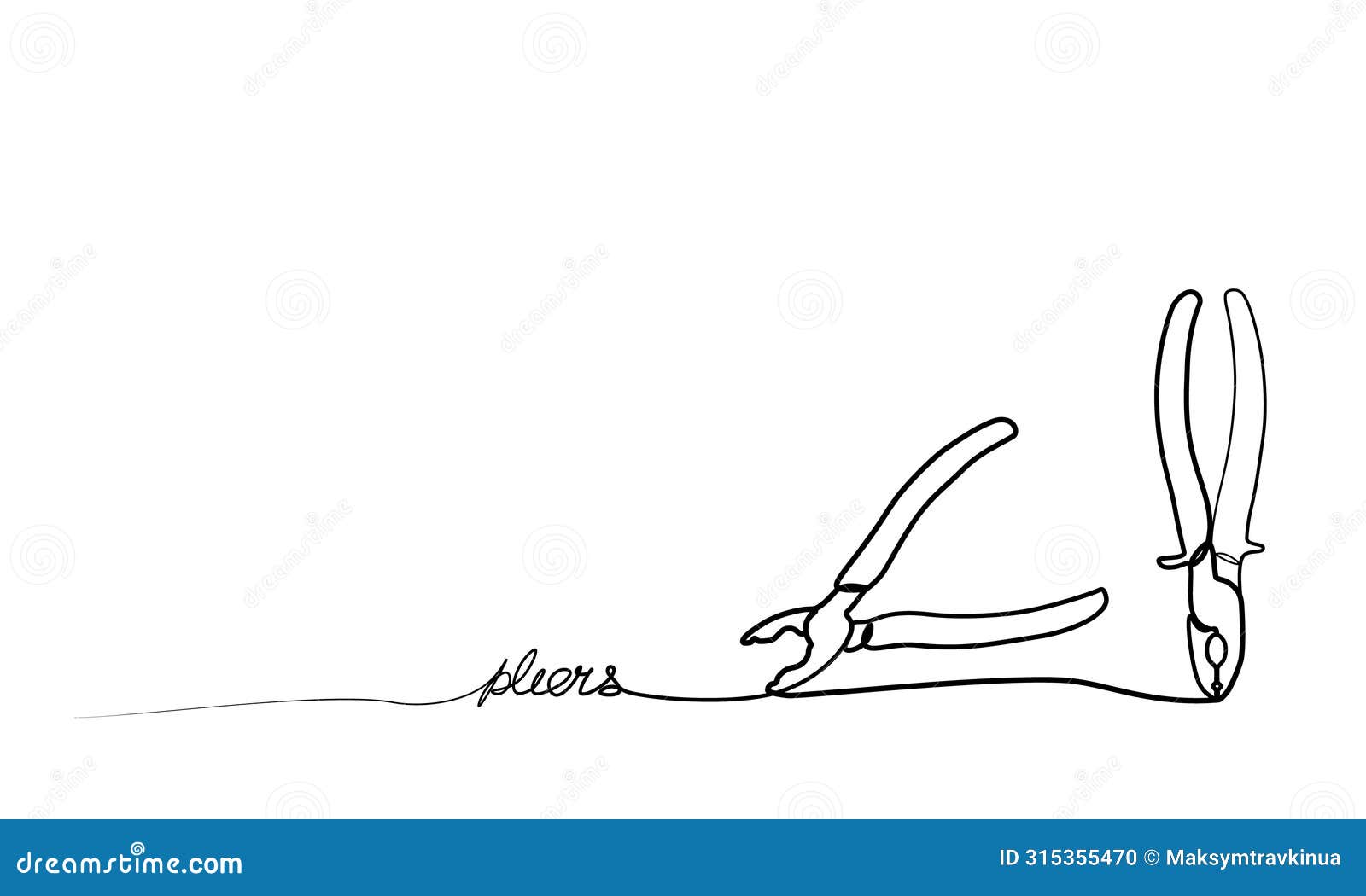 Continuous Drawing of Pliers with One Line. Vector Illustration Stock ...