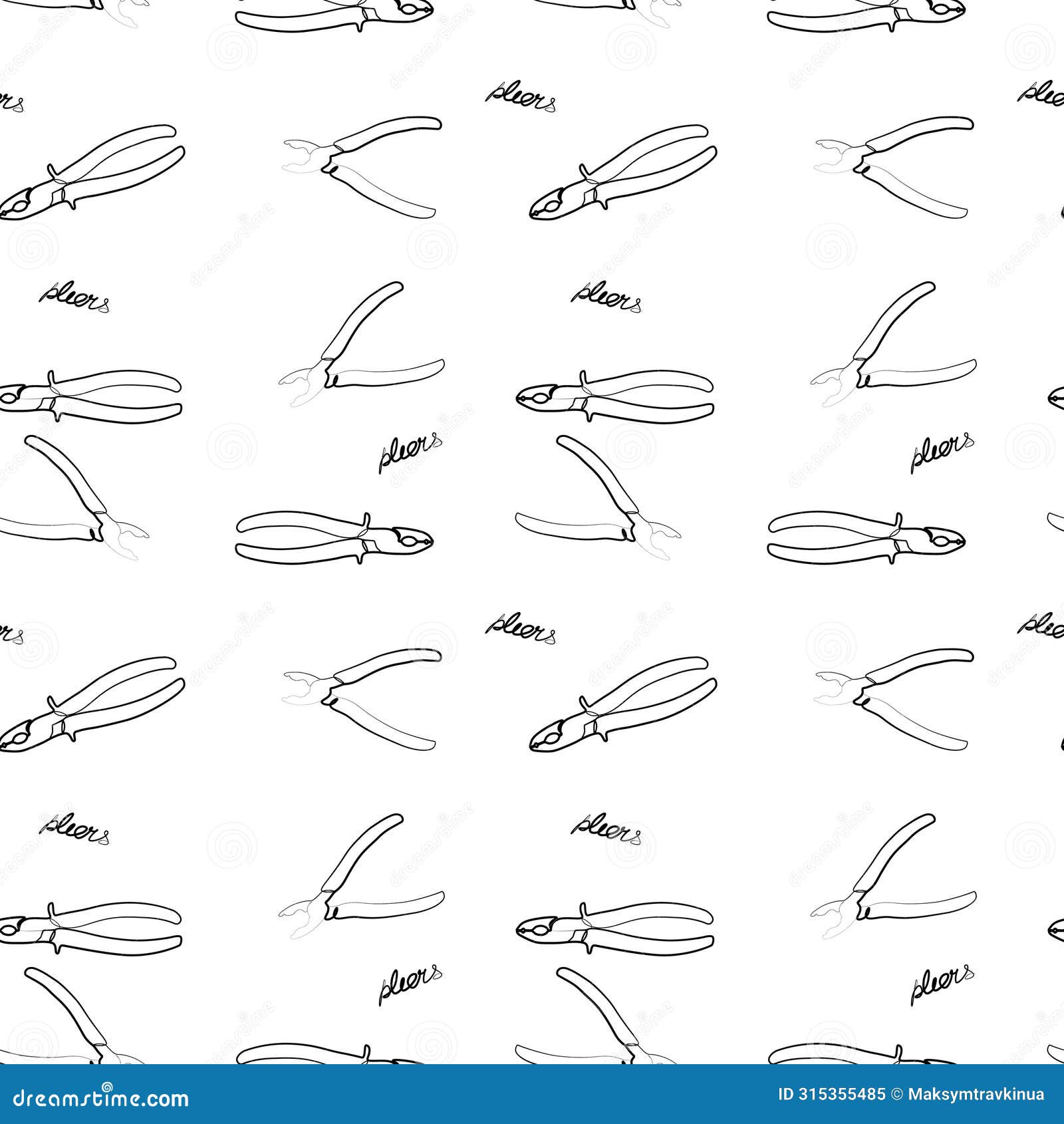 Continuous Drawing of Pliers with One Line. Vector Illustration Stock ...