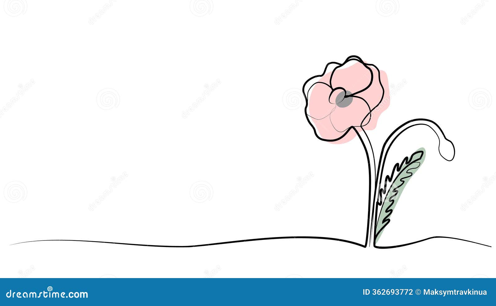 Continuous Drawing of Poppy with One Line. Vector Stock Illustration ...