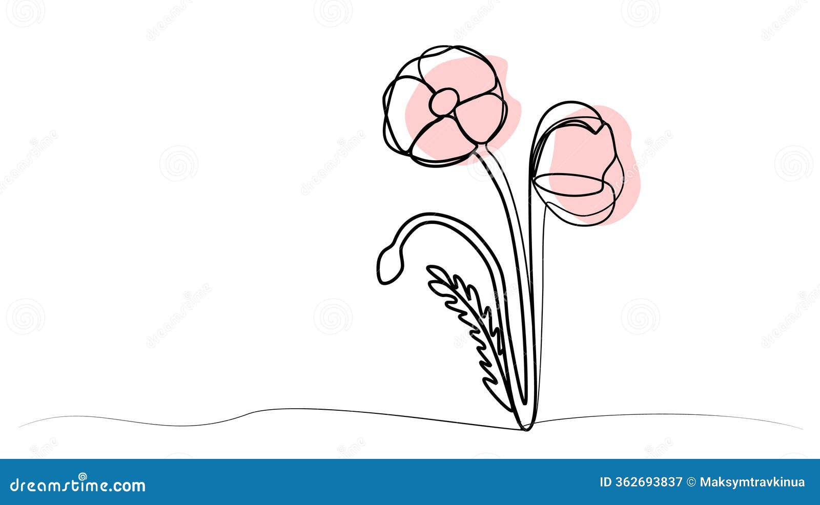 Continuous Drawing of Poppy with One Line. Vector Stock Illustration ...