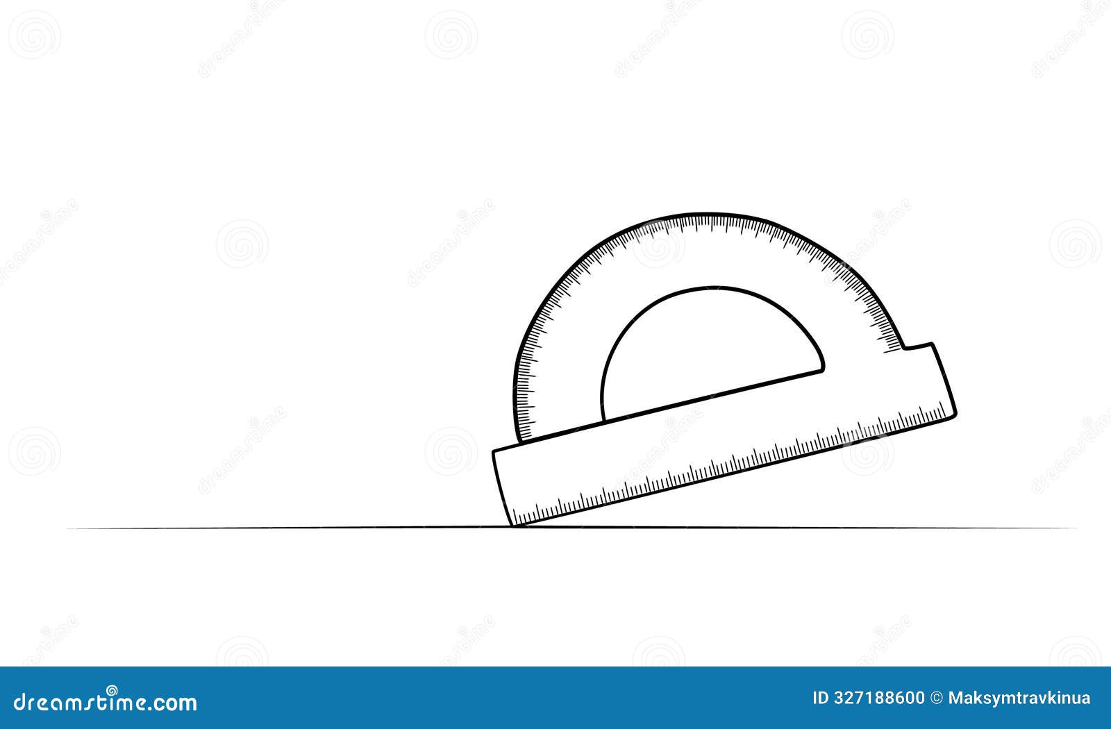 Continuous Drawing of a Protractor with One Line. Stock Illustration ...
