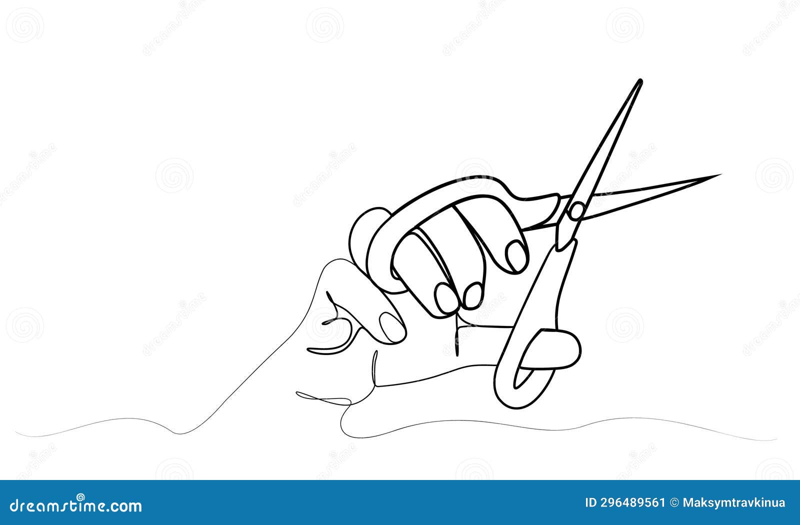 Continuous Drawing of Scissors in Hand with One Line. Vector ...