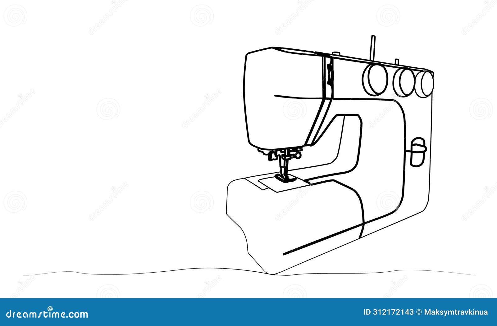 Continuous Drawing of a Sewing Machine with One Line. Stock Vector ...