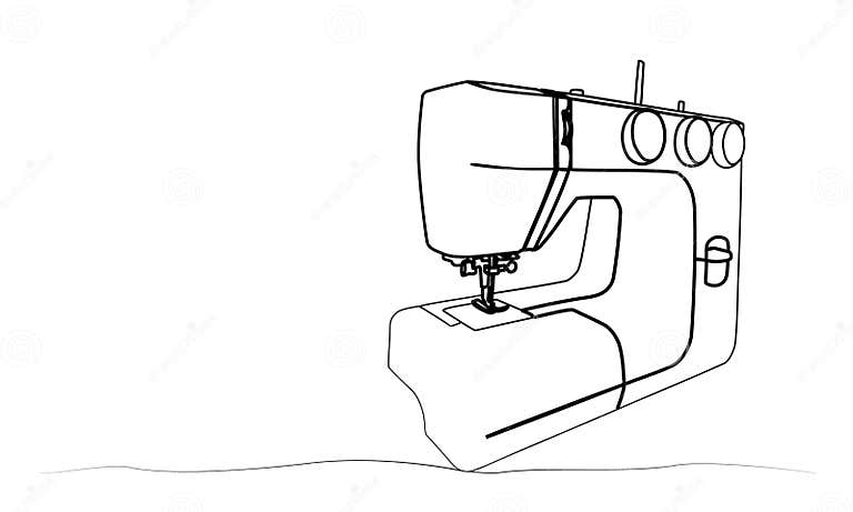 Continuous Drawing of a Sewing Machine with One Line. Stock Vector ...