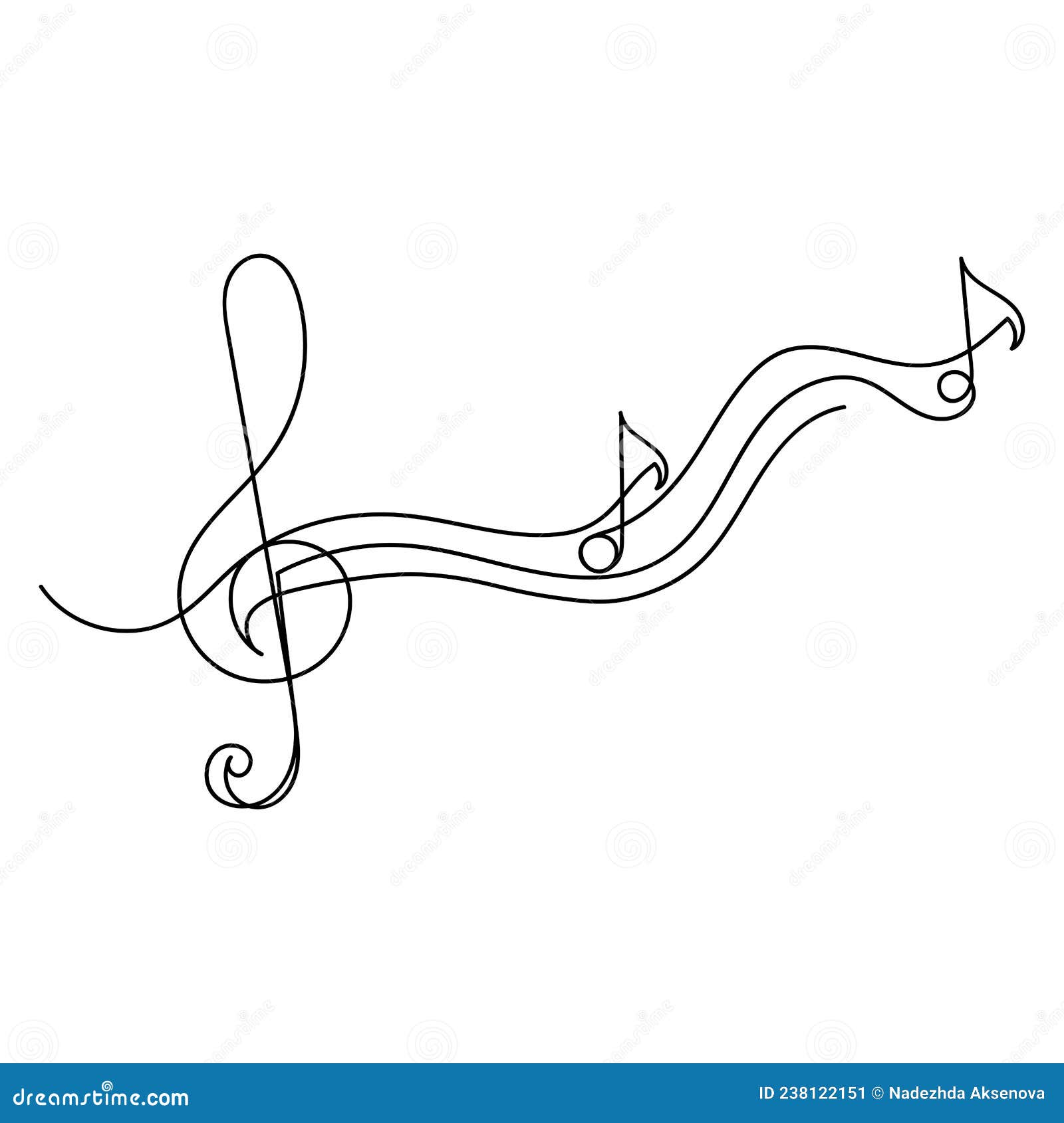 Continuous Drawing of a Single Line Musical Concept. Hand-drawn Vector ...