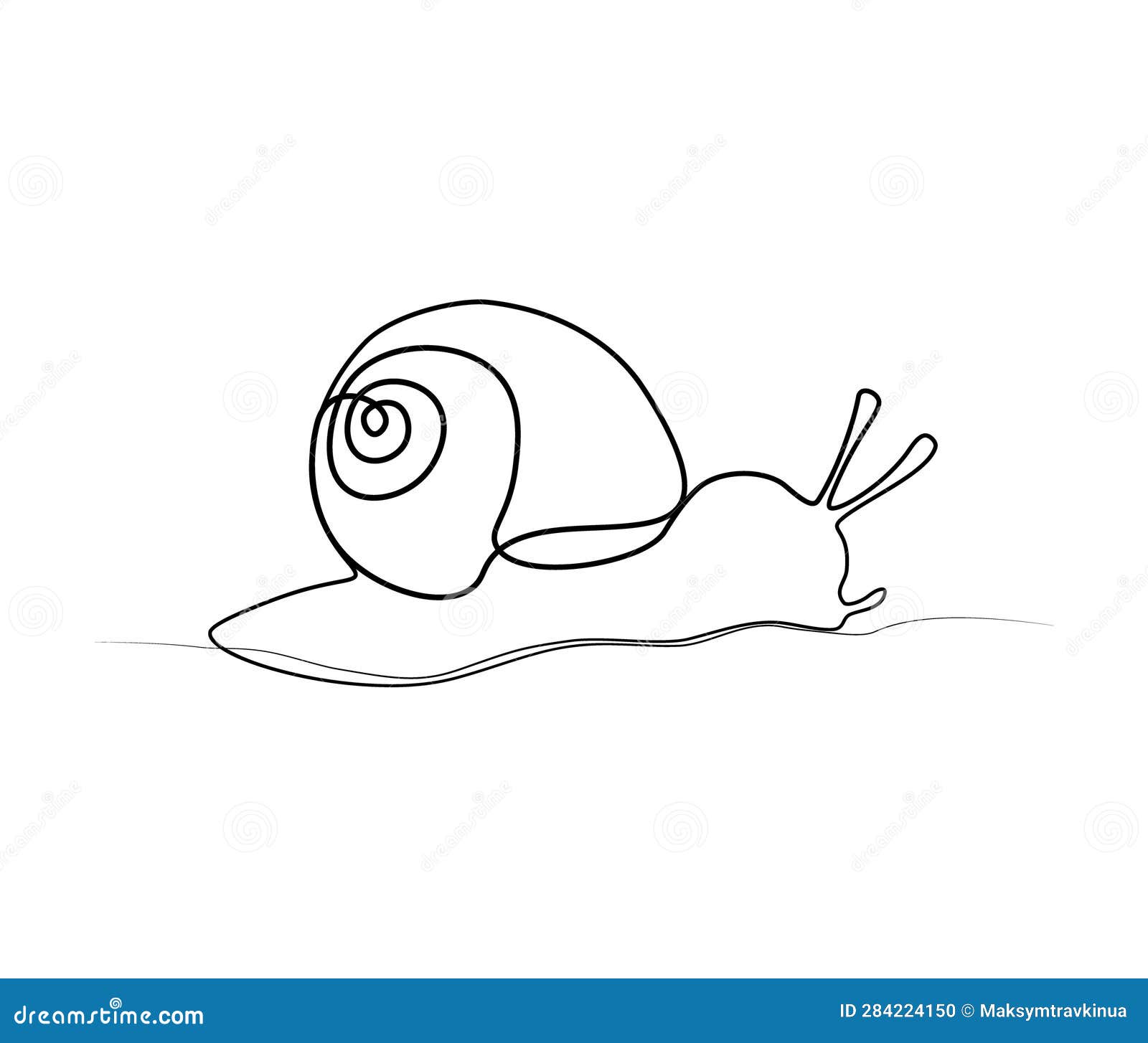 Continuous Drawing of a Snail in One Line. Stock Vector - Illustration ...
