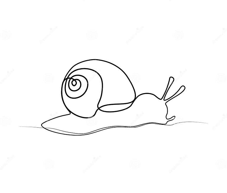 Continuous Drawing of a Snail in One Line. Stock Vector - Illustration ...