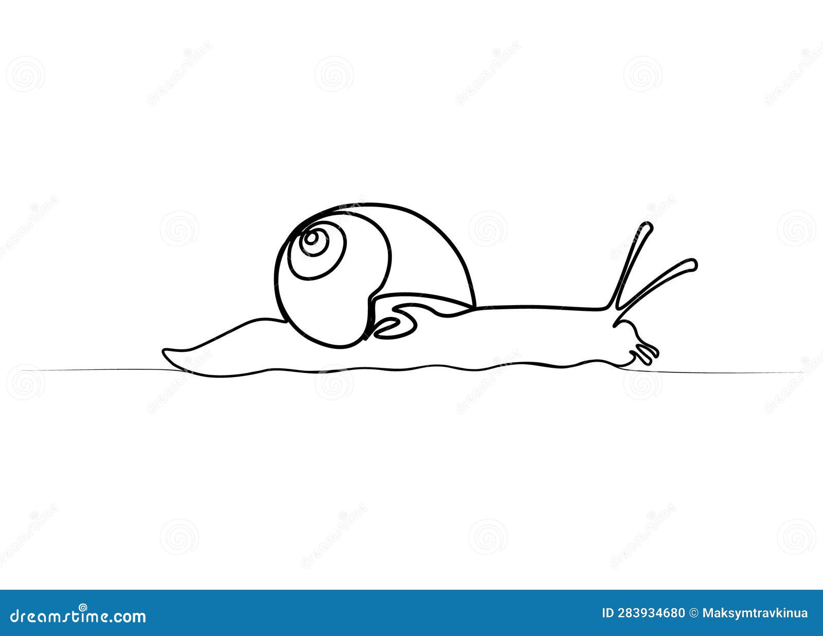Continuous Drawing of a Snail in One Line. Vector Stock Vector ...
