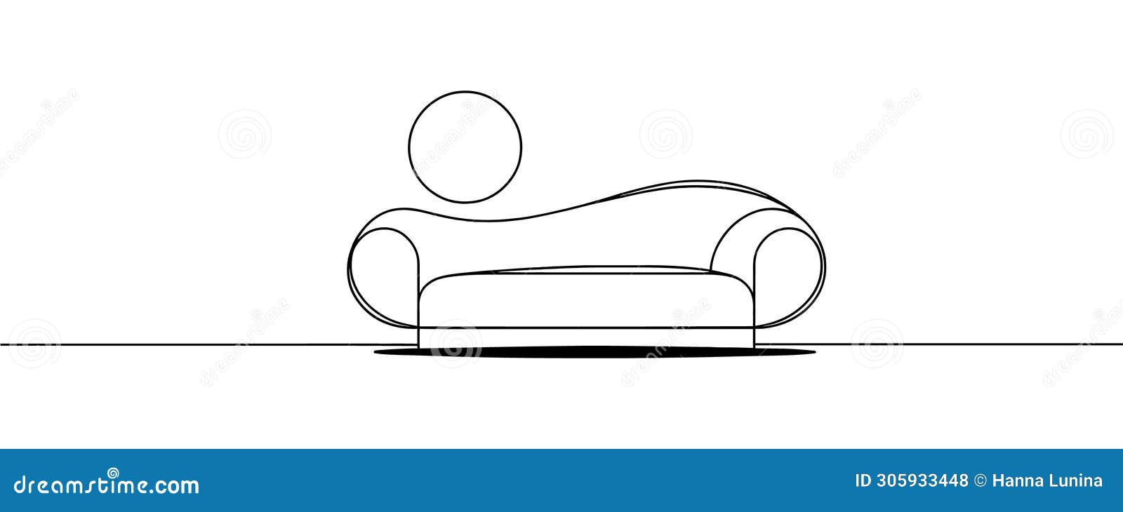 Continuous Drawing of a Sofa, Front View. Modern Sofa in One Continuous ...