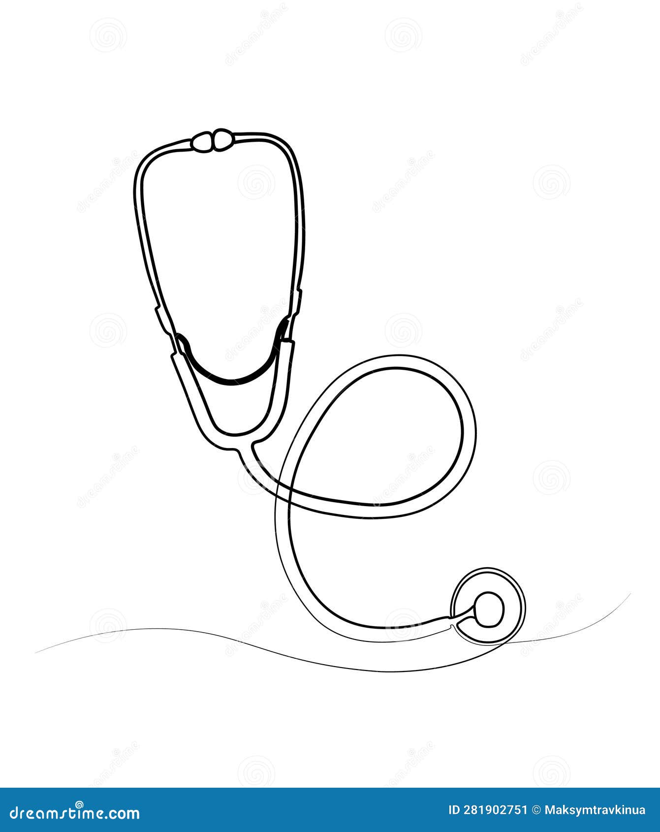 Continuous Drawing of a Stethoscope in One Line. Stock Vector ...