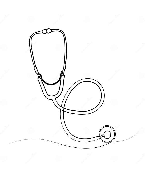 Continuous Drawing of a Stethoscope in One Line. Stock Vector ...