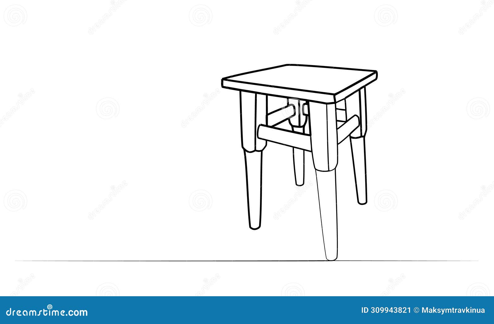 Continuous Drawing of a Stool in One Line. Vector Stock Illustration ...