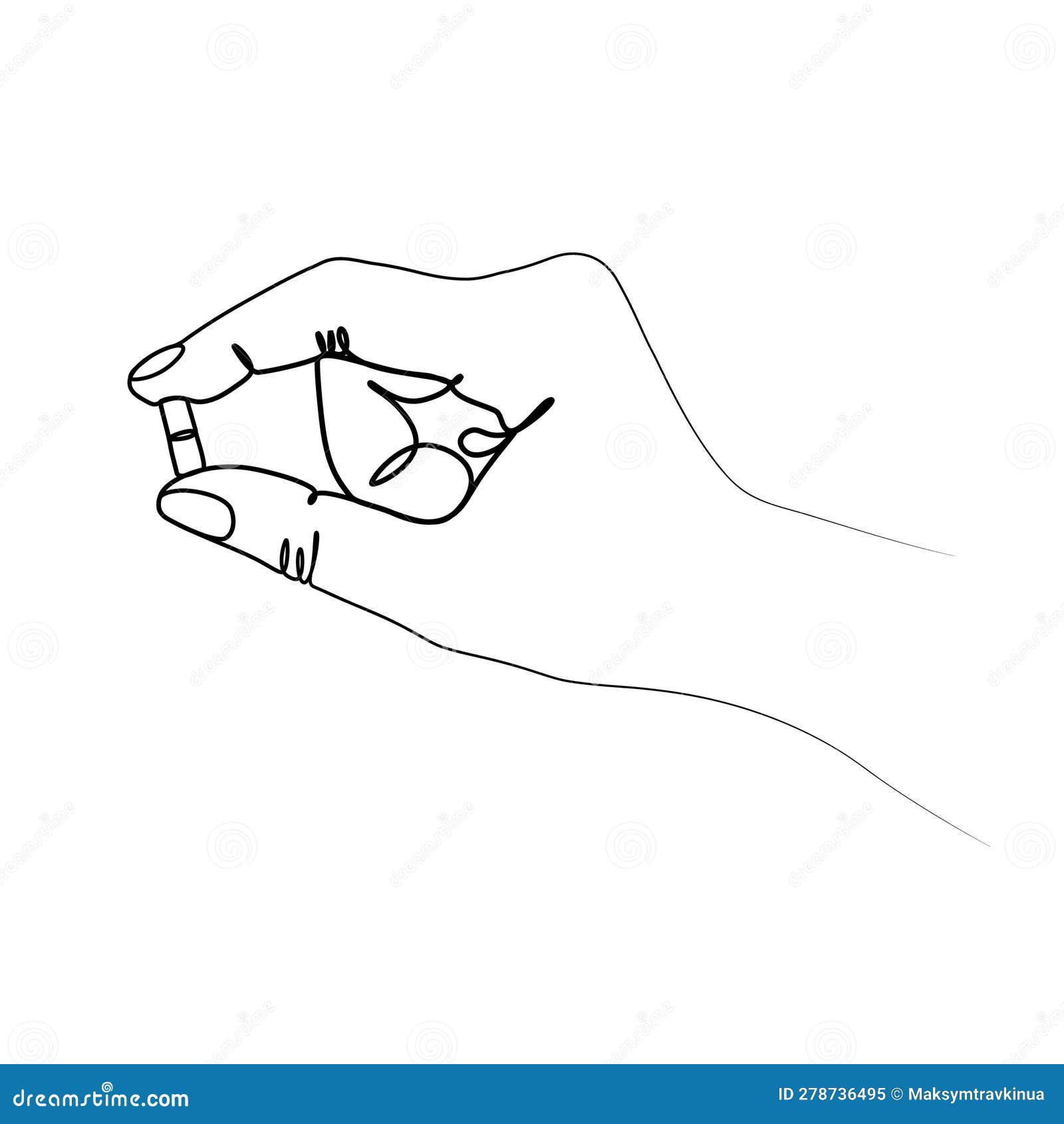 Continuous Drawing of a Tablet in a Hand with One Line. Stock Vector ...