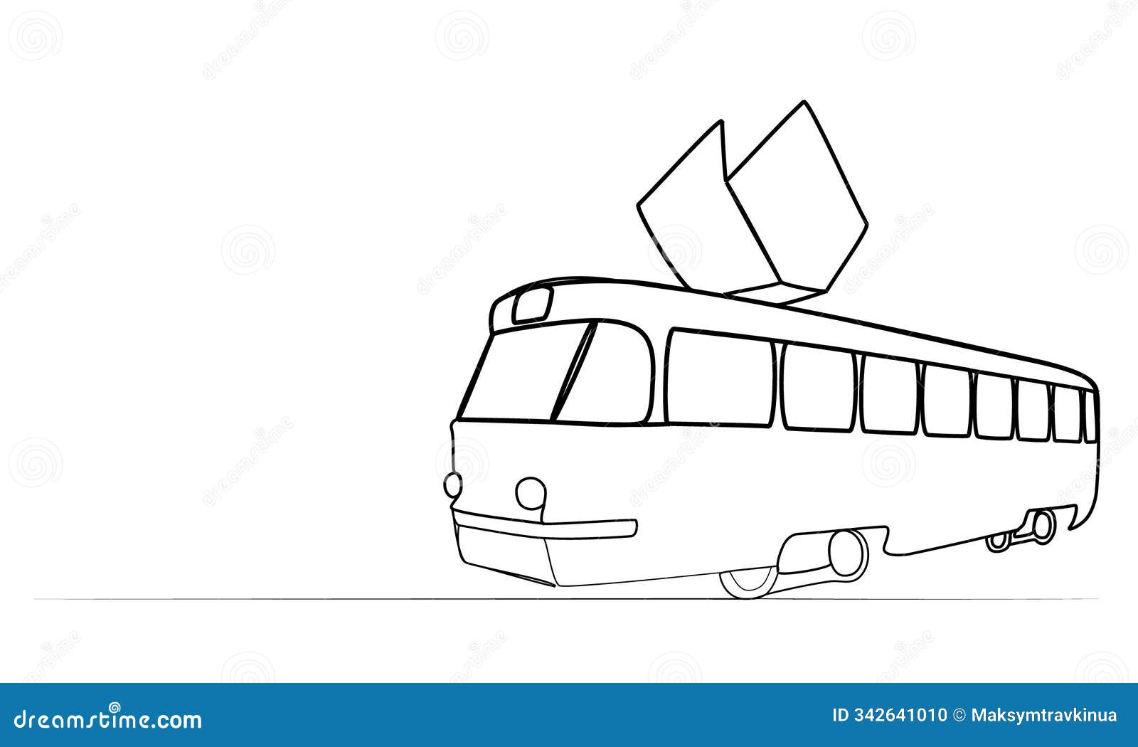 Continuous Drawing of a Tram in One Line. Vector Stock Illustration ...