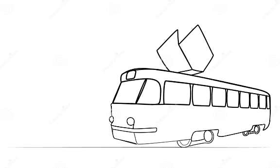 Continuous Drawing of a Tram in One Line. Vector Stock Illustration ...