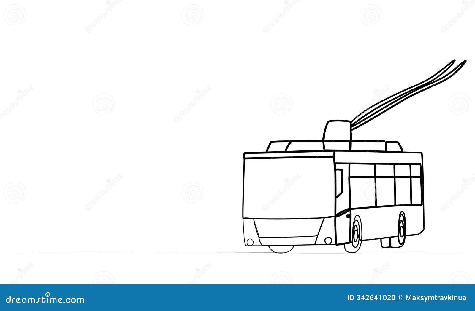 Continuous Drawing of a Trolleybus with One Line. Vector Stock ...