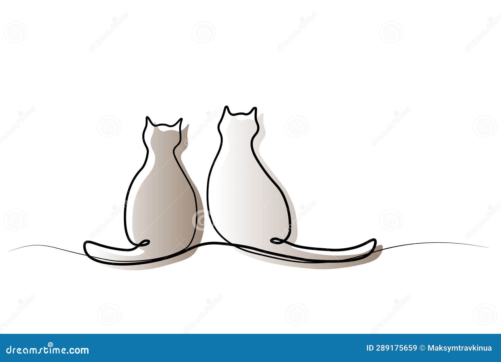 Continuous Drawing of Two Cats with One Line. Cats Line Art Drawings ...