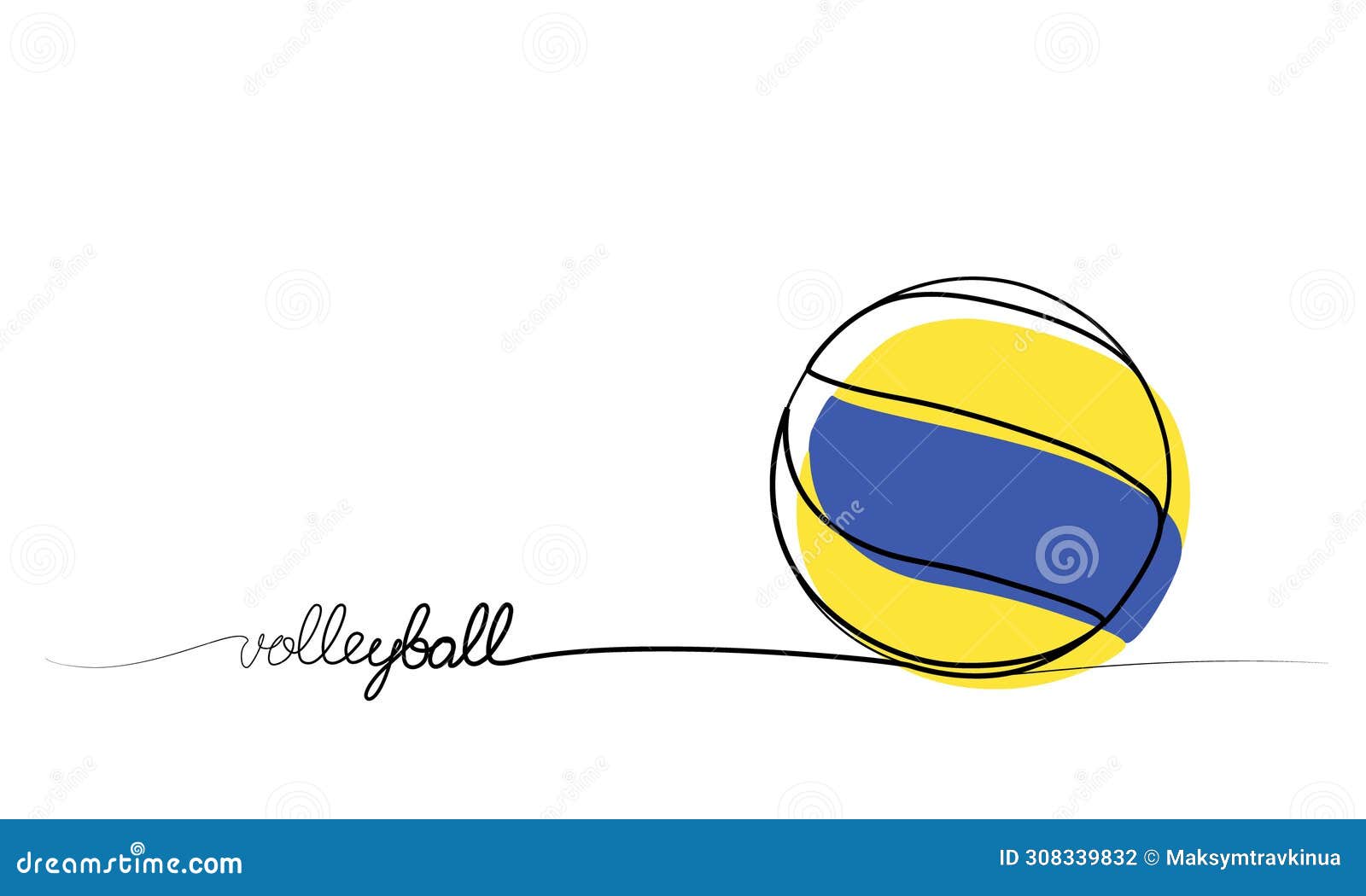 Continuous Drawing of a Volleyball Ball in One Line. Vector Stock ...