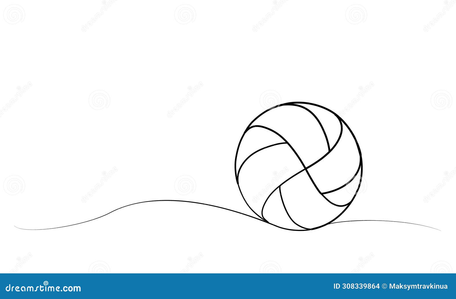 Continuous Drawing of a Volleyball Ball in One Line. Vector Stock ...