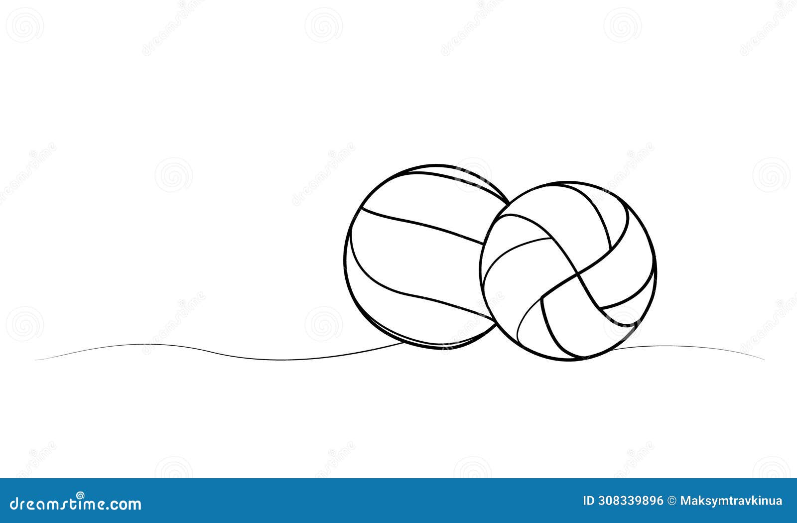 Continuous Drawing of a Volleyball Ball in One Line. Vector Stock ...