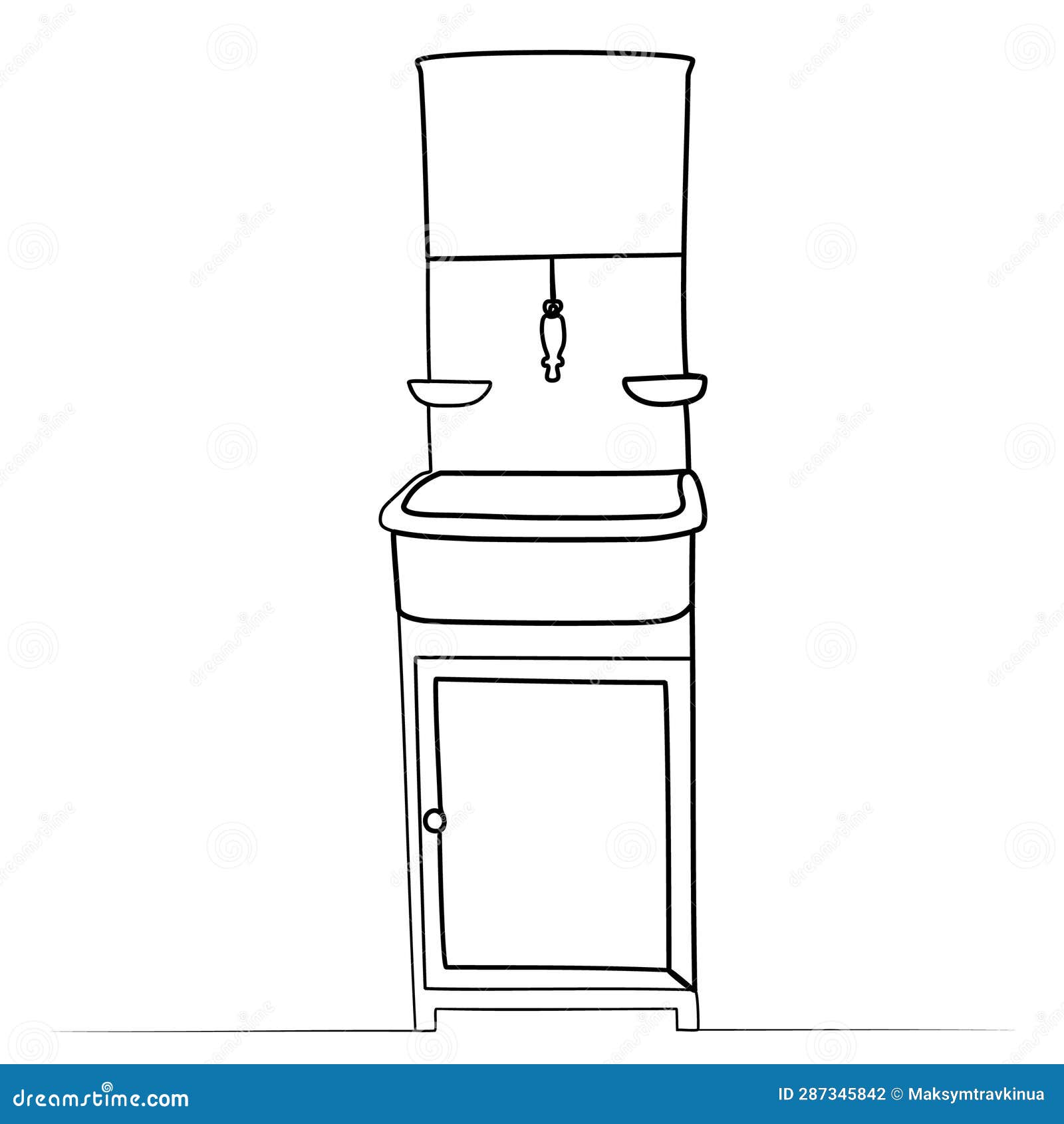 Continuous Drawing of a Washstand in One Line. Stock Illustration ...