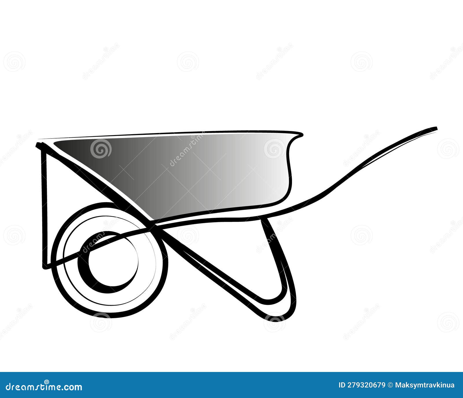 Continuous Drawing of a Wheelbarrow with One Line Stock Illustration ...